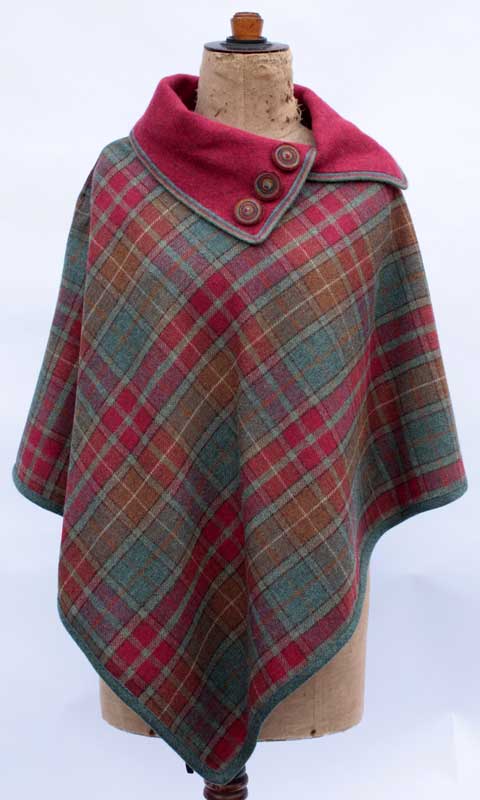 26-Tweed throw with knitted collar,quince - Old Chapel Gallery