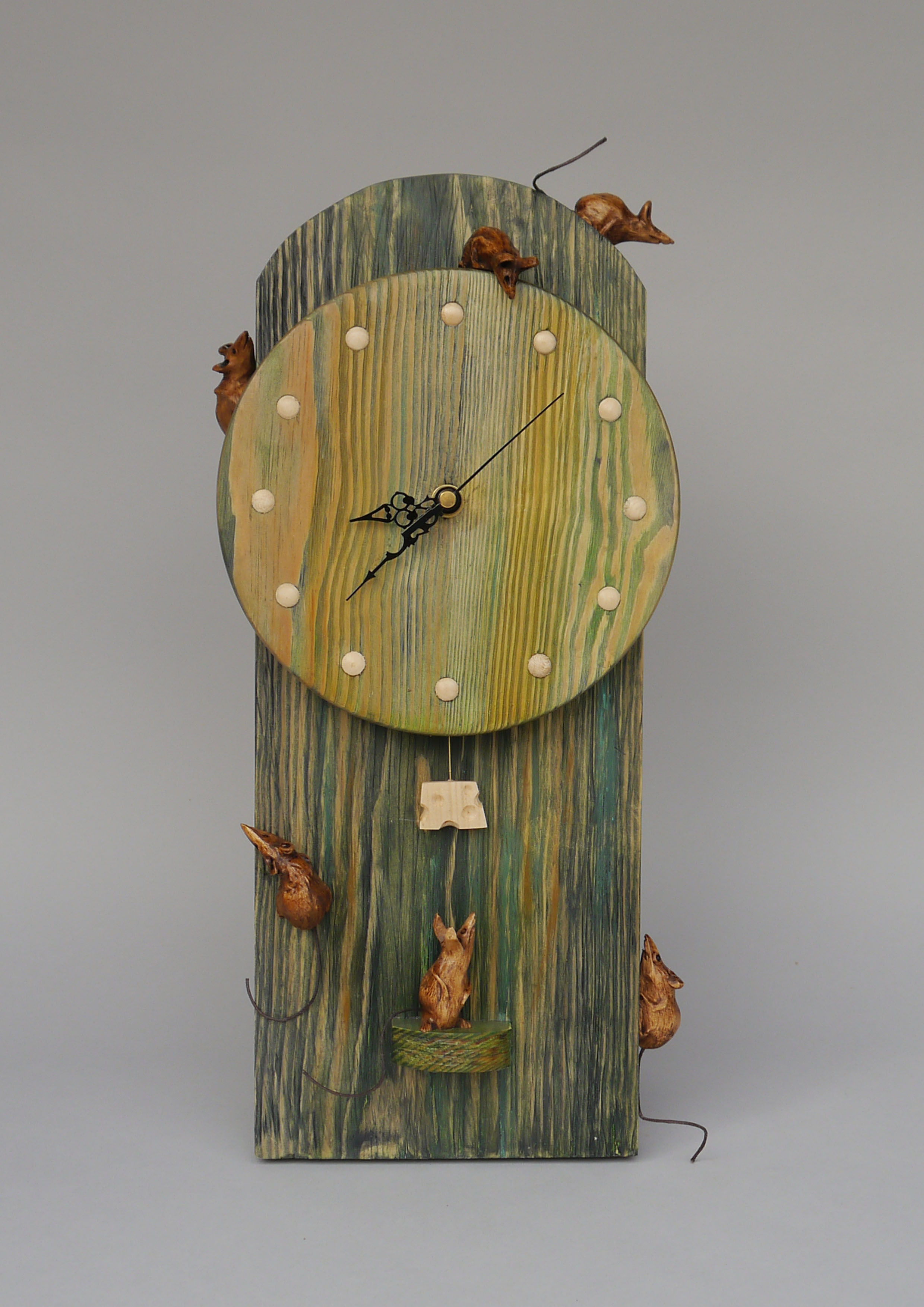 Hand Carved Wooden Hickory Dickory Clock - Old Chapel Gallery