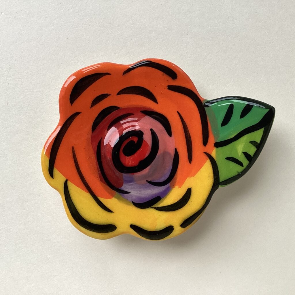 Orange & Yellow Rose Brooch - Old Chapel Gallery